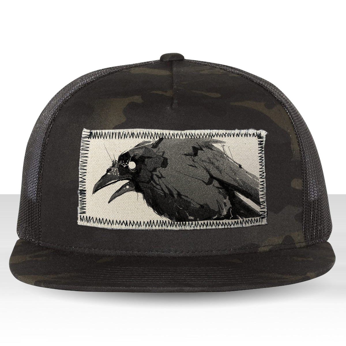 Feisty Crow Trucker Hat Line Art | FabCreates